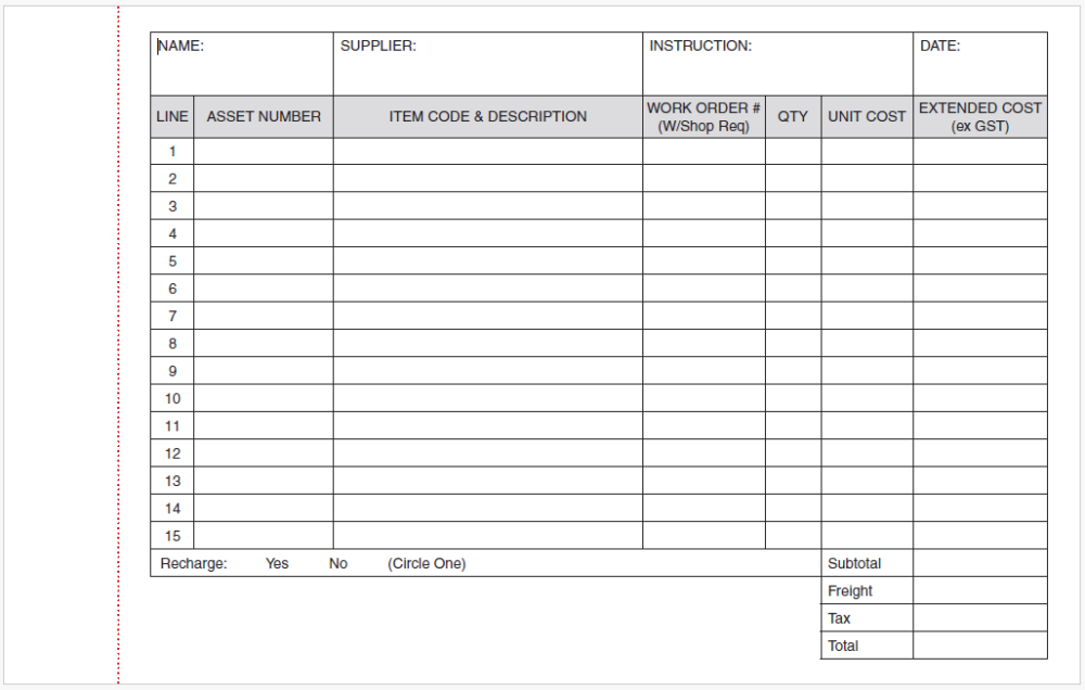 Parts Requisition Book | Talbot Press